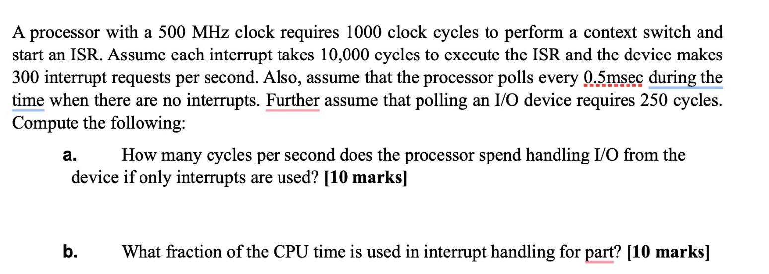 Solved A processor with a 500MHz ﻿clock requires 1000 ﻿clock | Chegg.com