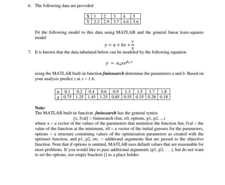 Solved The following data are providedFit the following | Chegg.com