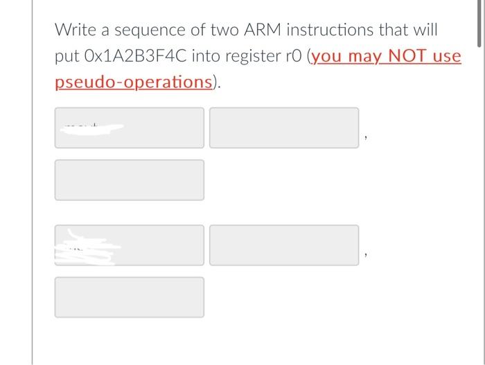 Solved Given the ARM instruction: MVN RO,\#N. What two-digit | Chegg.com