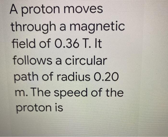 Solved A proton moves through a magnetic field of 0.36 T. It | Chegg.com