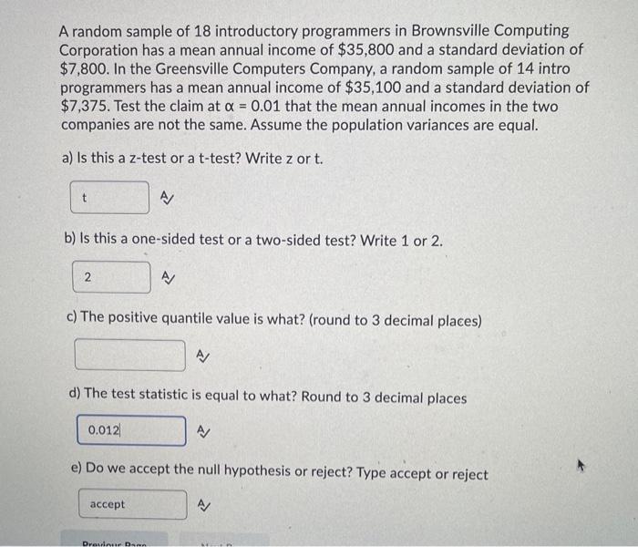 Solved A random sample of 18 introductory programmers in | Chegg.com