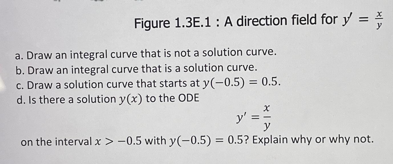 Solved Figure 1.3E.1: A direction field for y'=xya. ﻿Draw an | Chegg.com