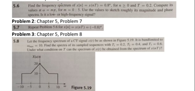 5.6 ﻿Find the frequency spèctrum of x[n]=x(nT)=0.8**, | Chegg.com