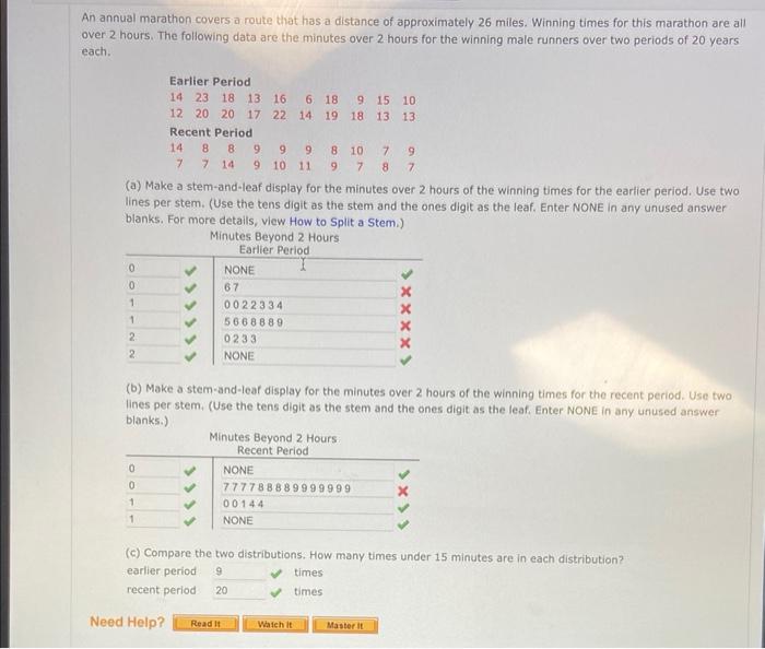 Solved An annual marathon covers a route that has a distance | Chegg.com