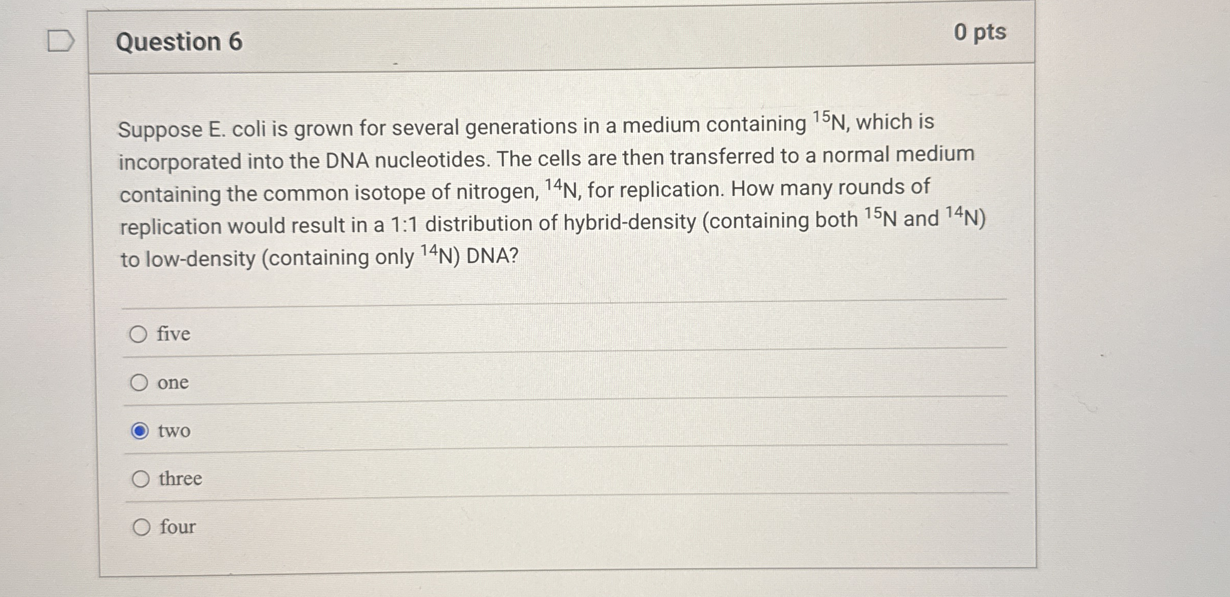 Solved Question 60 ﻿ptsSuppose E. ﻿coli is grown for several | Chegg.com
