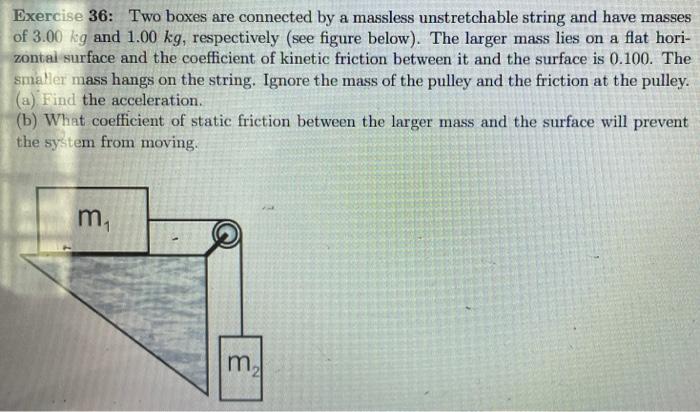 Solved Exercise 36: Two boxes are connected by a massless | Chegg.com