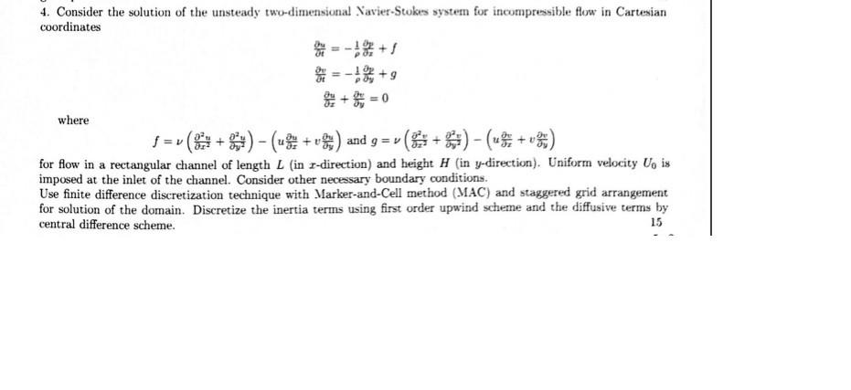 Solved 4. Consider the solution of the unsteady | Chegg.com