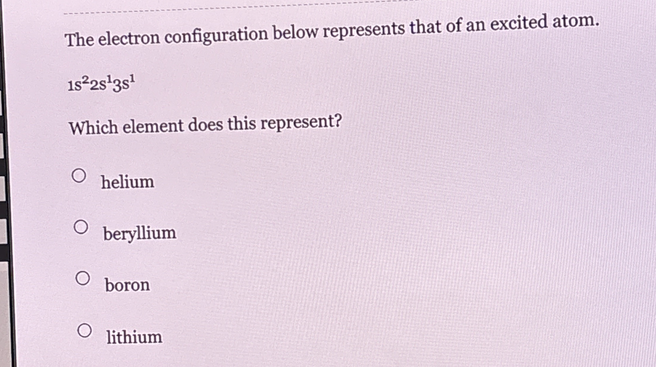 Solved The electron configuration below represents that of | Chegg.com