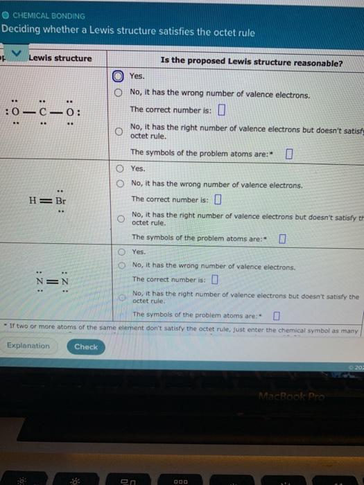 Solved O CHEMICAL BONDING Deciding whether a Lewis structure | Chegg.com