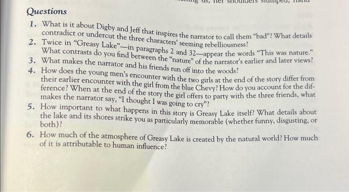 Questions 1. What is it about Digby and Jeff that | Chegg.com
