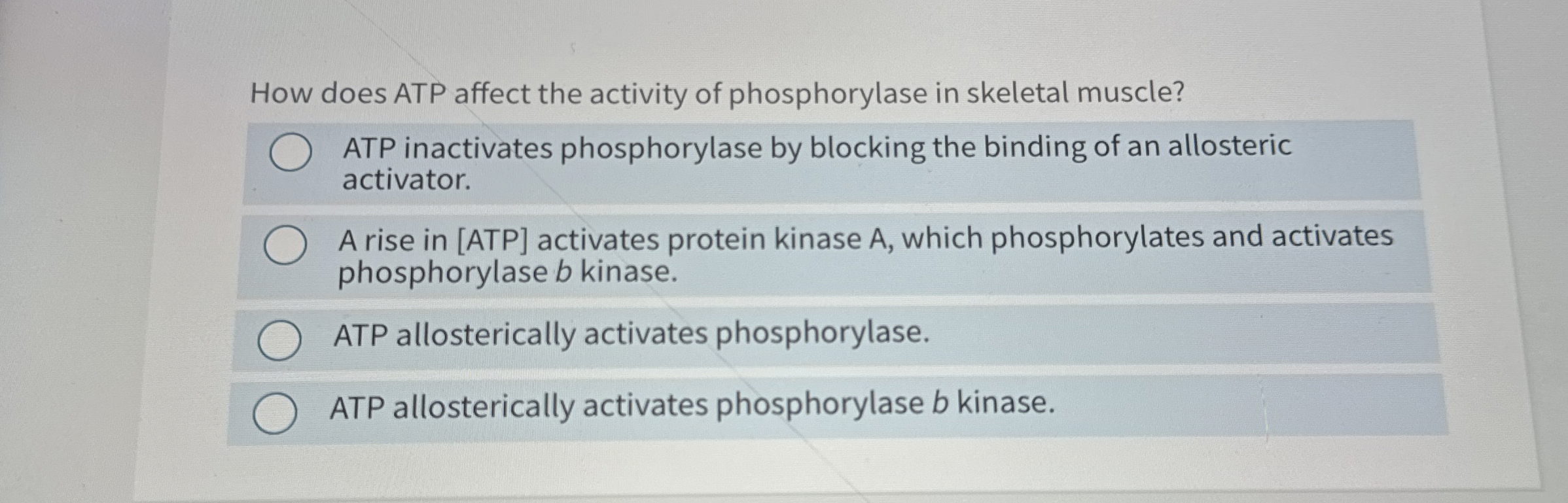 Solved How does ATP affect the activity of phosphorylase in | Chegg.com