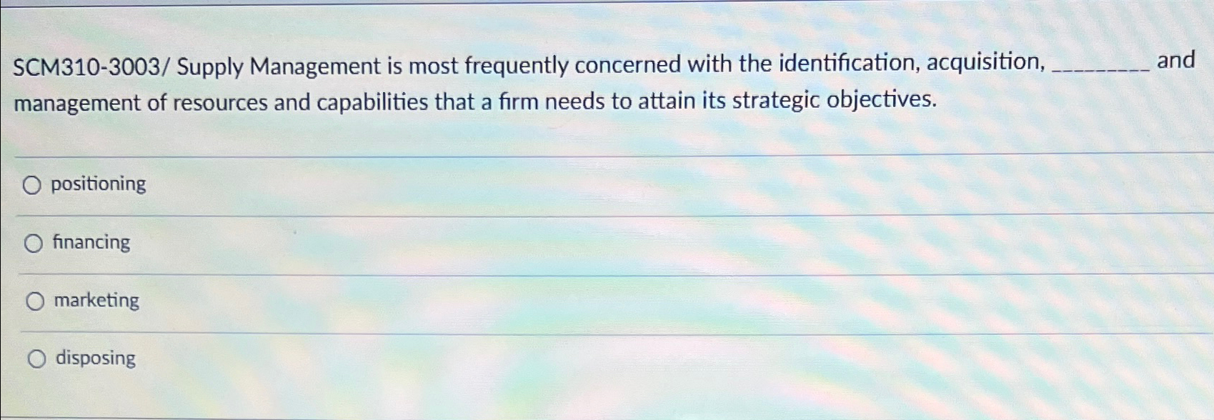 Solved SCM310-3003/ ﻿Supply Management is most frequently | Chegg.com