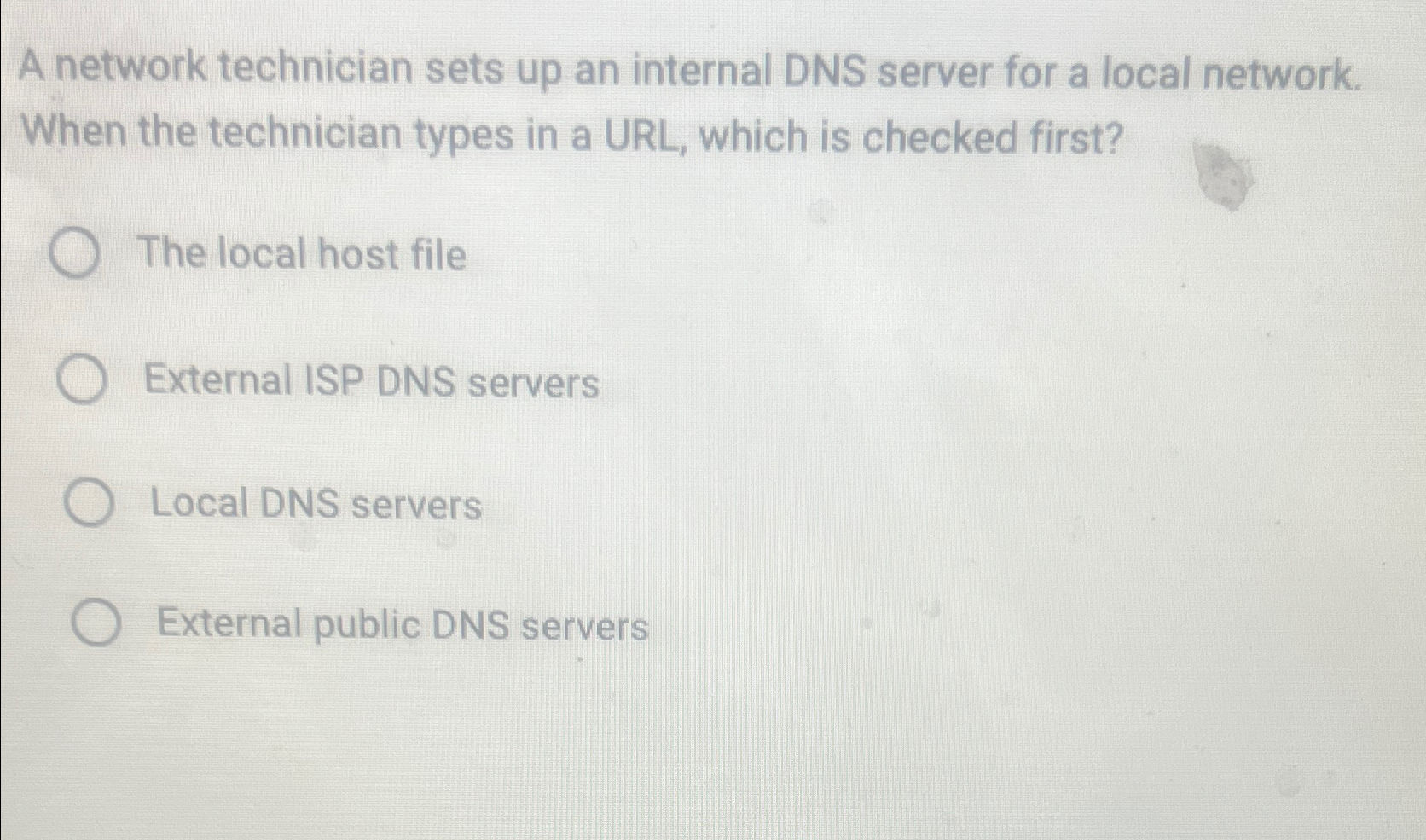 Solved A network technician sets up an internal DNS server | Chegg.com