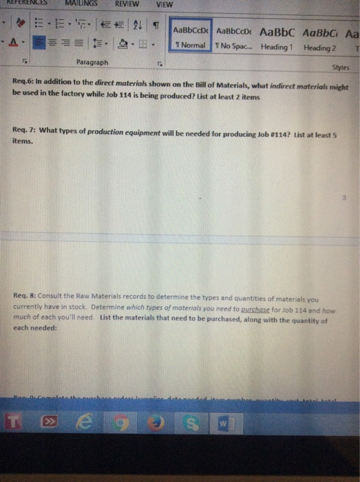 Font P aragraph Req. 4 The production engineers | Chegg.com