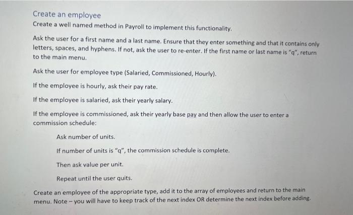 Solved Details Build a class: Payroll. Payroll should | Chegg.com