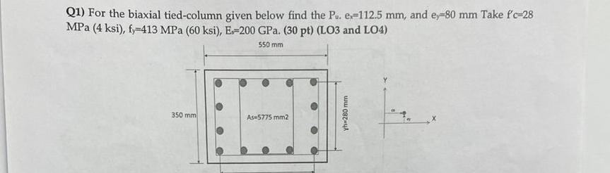 Solved Q1) ﻿For the biaxial tied-column given below find the | Chegg.com