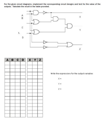 Solved For the given circuit diagrams, implement the | Chegg.com