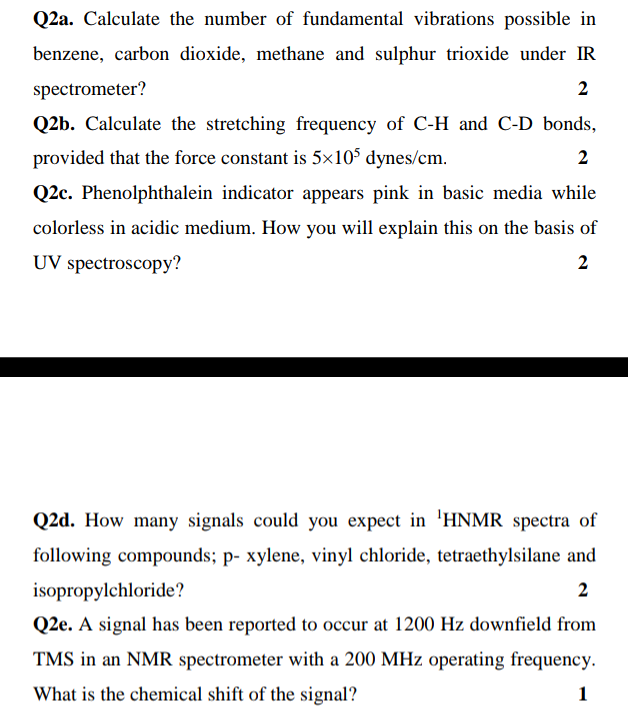 Solved Q2a. Calculate the number of fundamental vibrations | Chegg.com