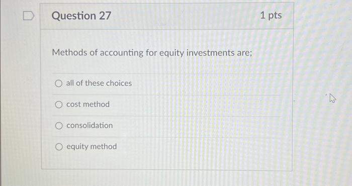Solved Methods of accounting for equity investments are; all | Chegg.com