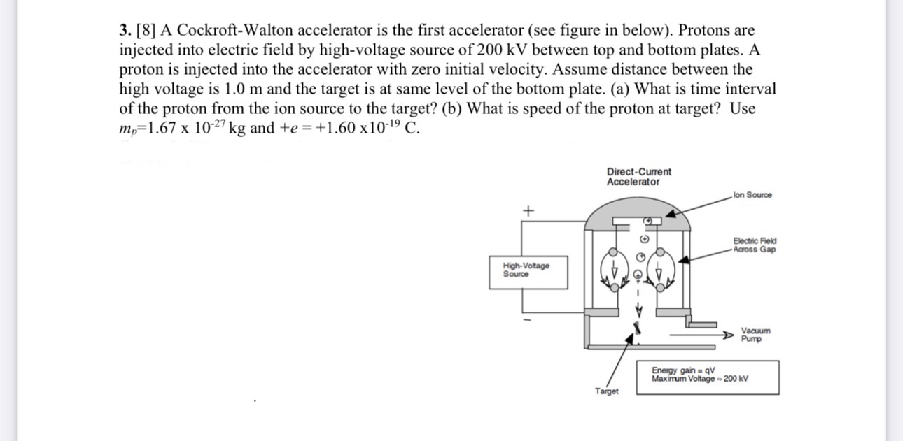 Solved [8] ﻿A Cockroft-Walton accelerator is the first | Chegg.com