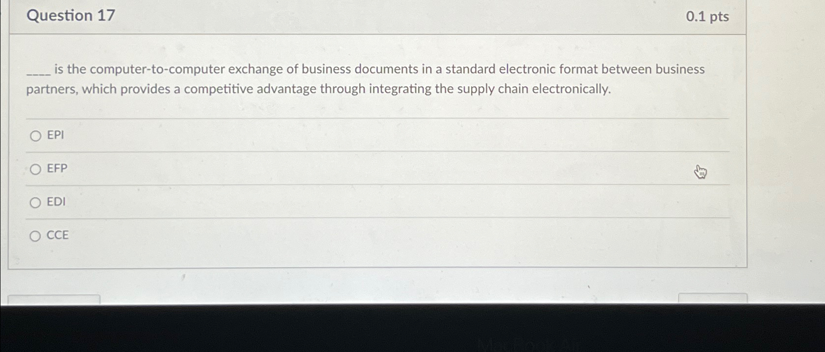 Solved Question 170.1pts ﻿is the computer-to-computer | Chegg.com