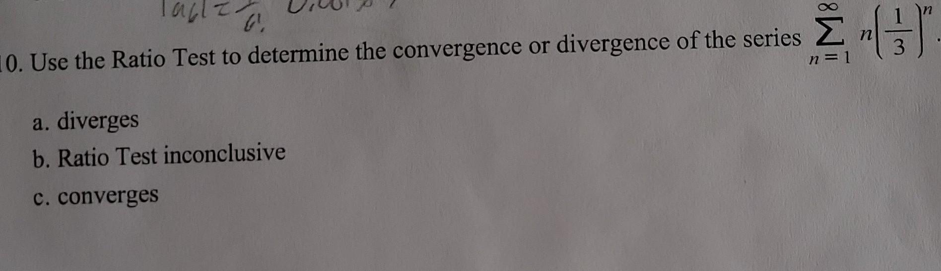 Solved Use the ratio test to determine the convergence or | Chegg.com