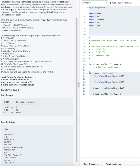 Solved Rakul Started Learning Python3 To Participate In The