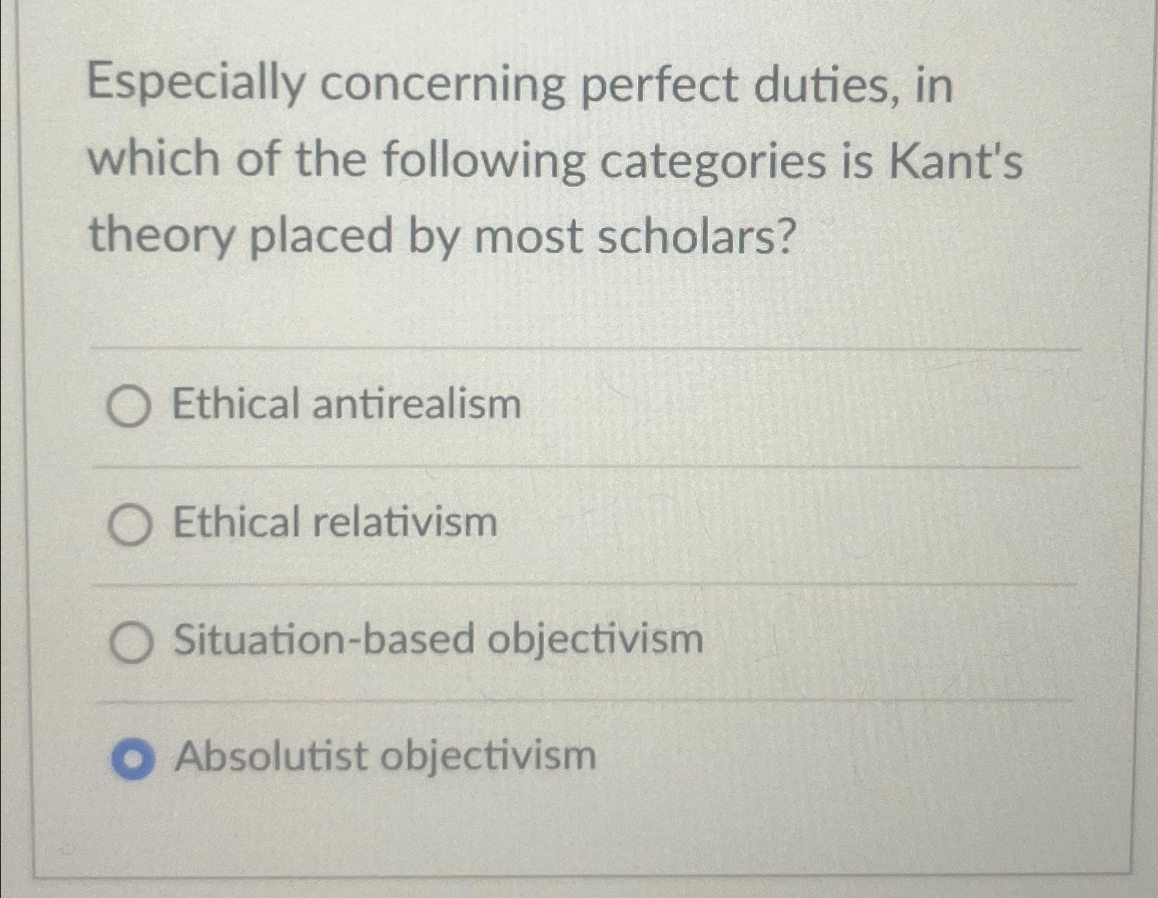 Solved Especially concerning perfect duties, in which of the | Chegg.com