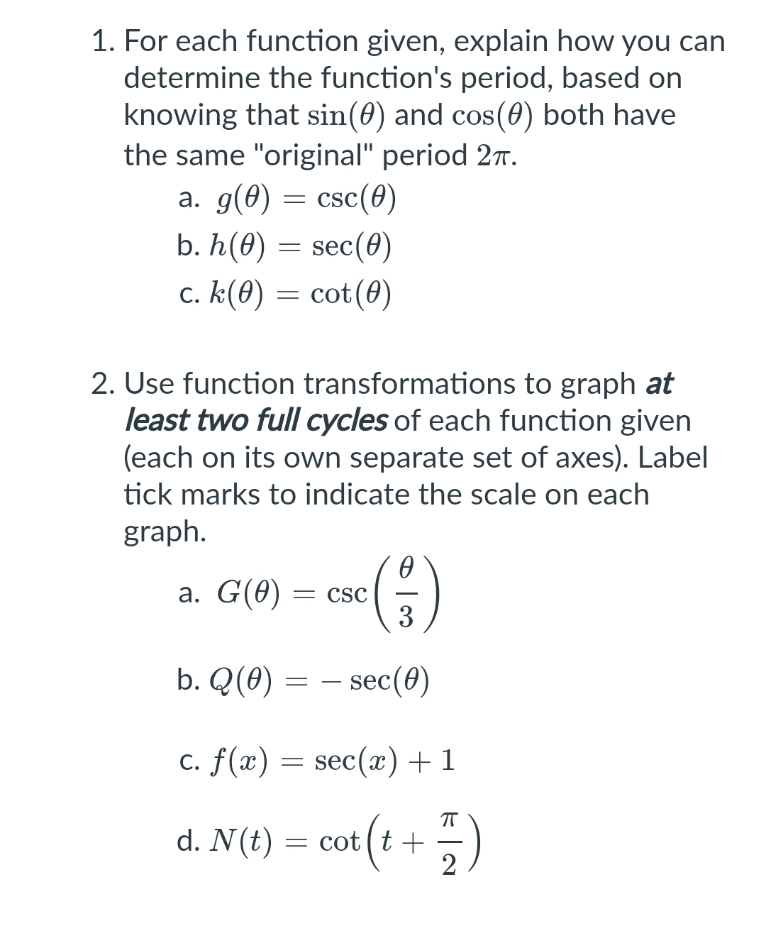 Solved For each function given, explain how you can | Chegg.com