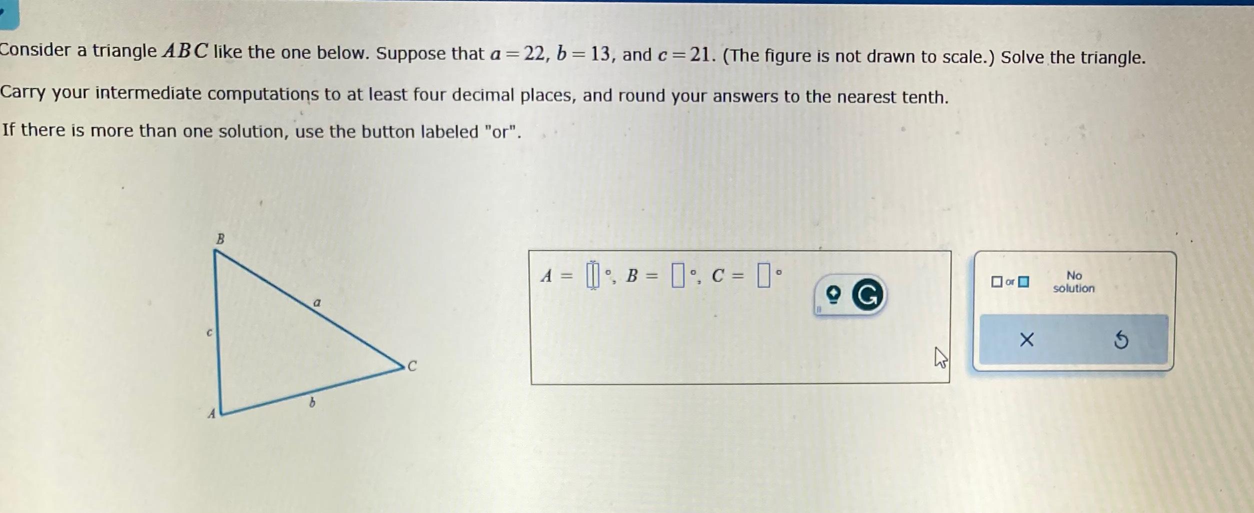 Solved Consider a triangle ABC like the one below. Suppose | Chegg.com