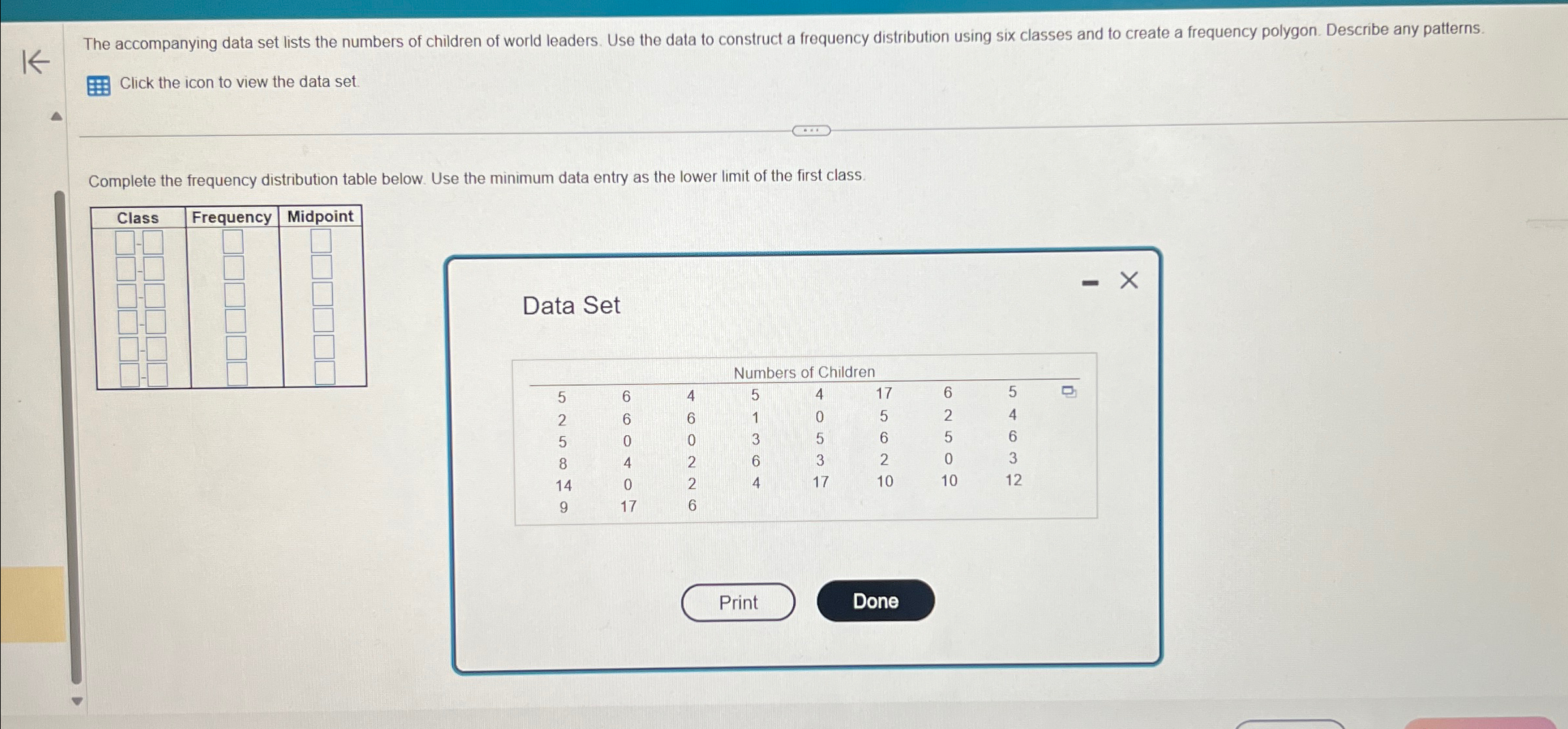 Solved The accompanying data set lists the numbers of | Chegg.com