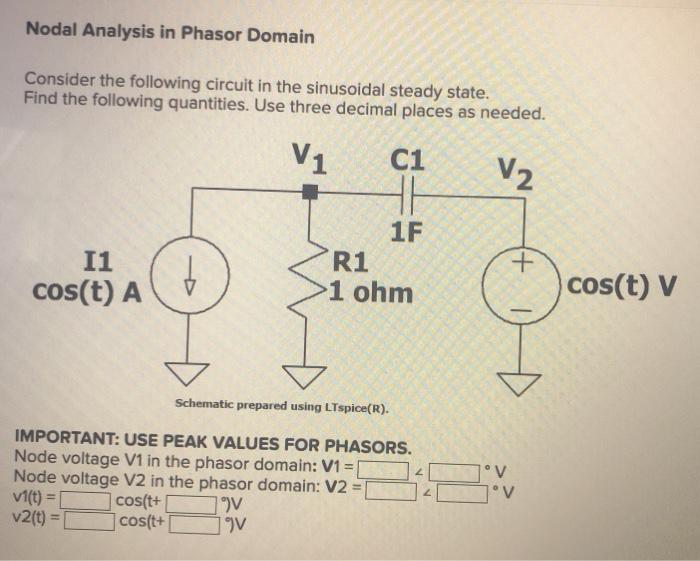 Solved Nodal Analysis in Phasor Domain Consider the | Chegg.com