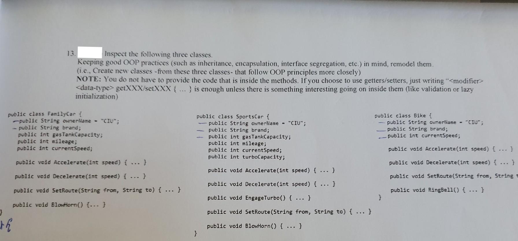 Solved Please How Can I Refactor The Following Codes Using 