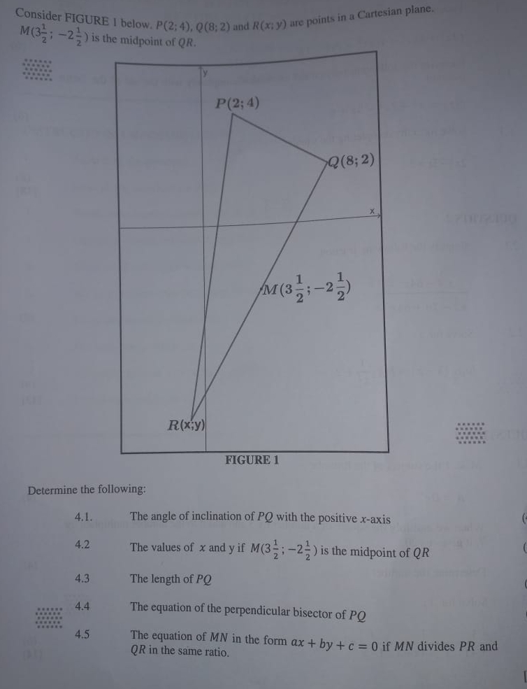 Solved Consider FIGURE I below. P(2;4),Q(8;2) ﻿and R(x;y) | Chegg.com