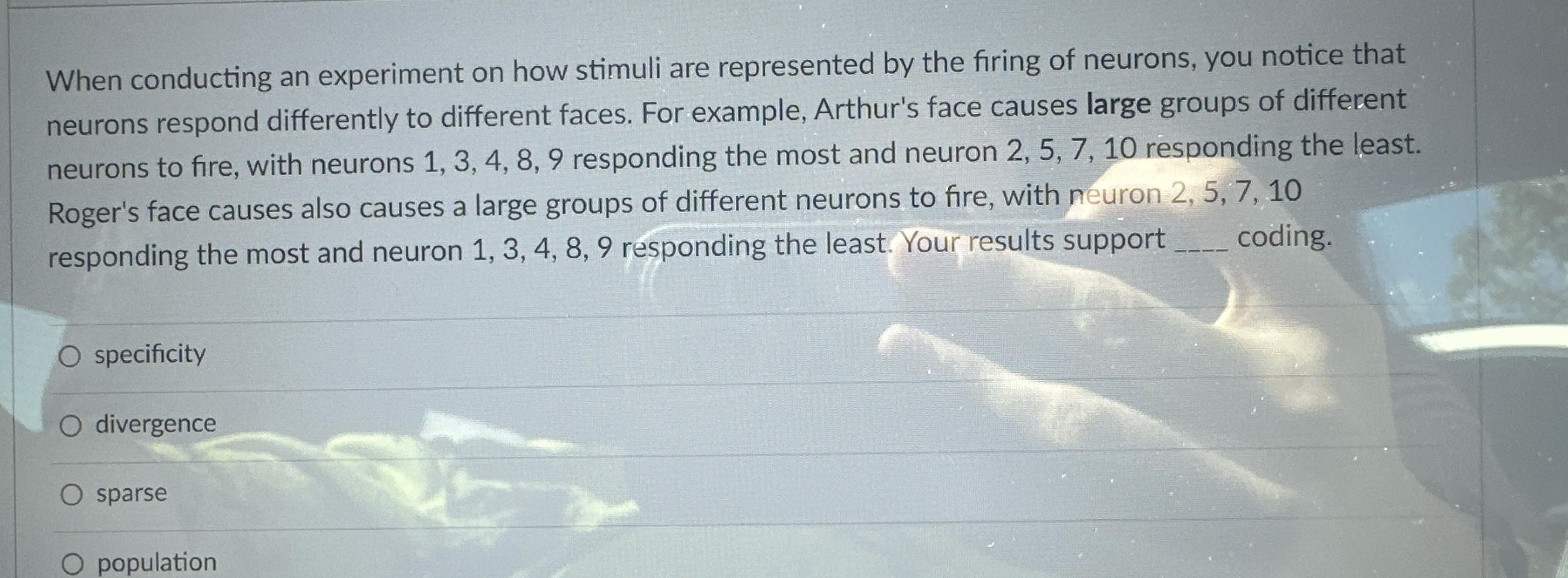 Solved When conducting an experiment on how stimuli are | Chegg.com