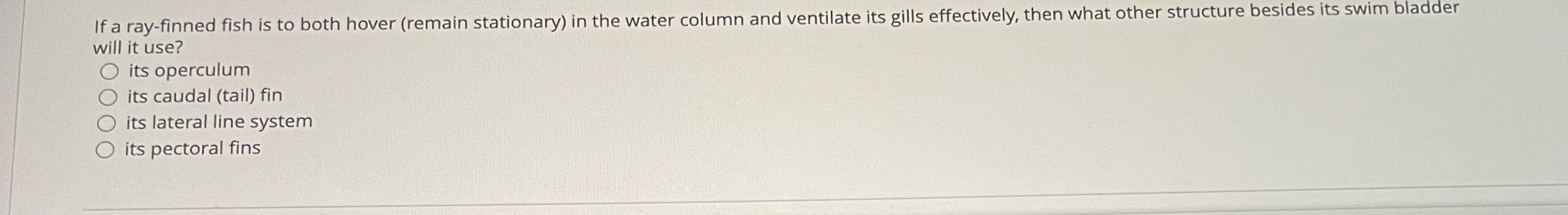 Solved If a ray-finned fish is to both hover (remain | Chegg.com