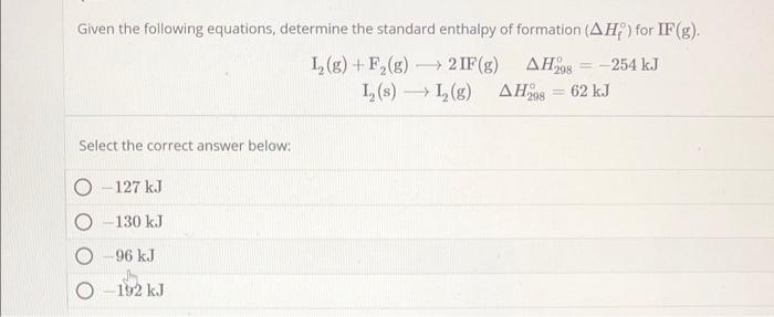 Solved Given the following equations, determine the standard | Chegg.com