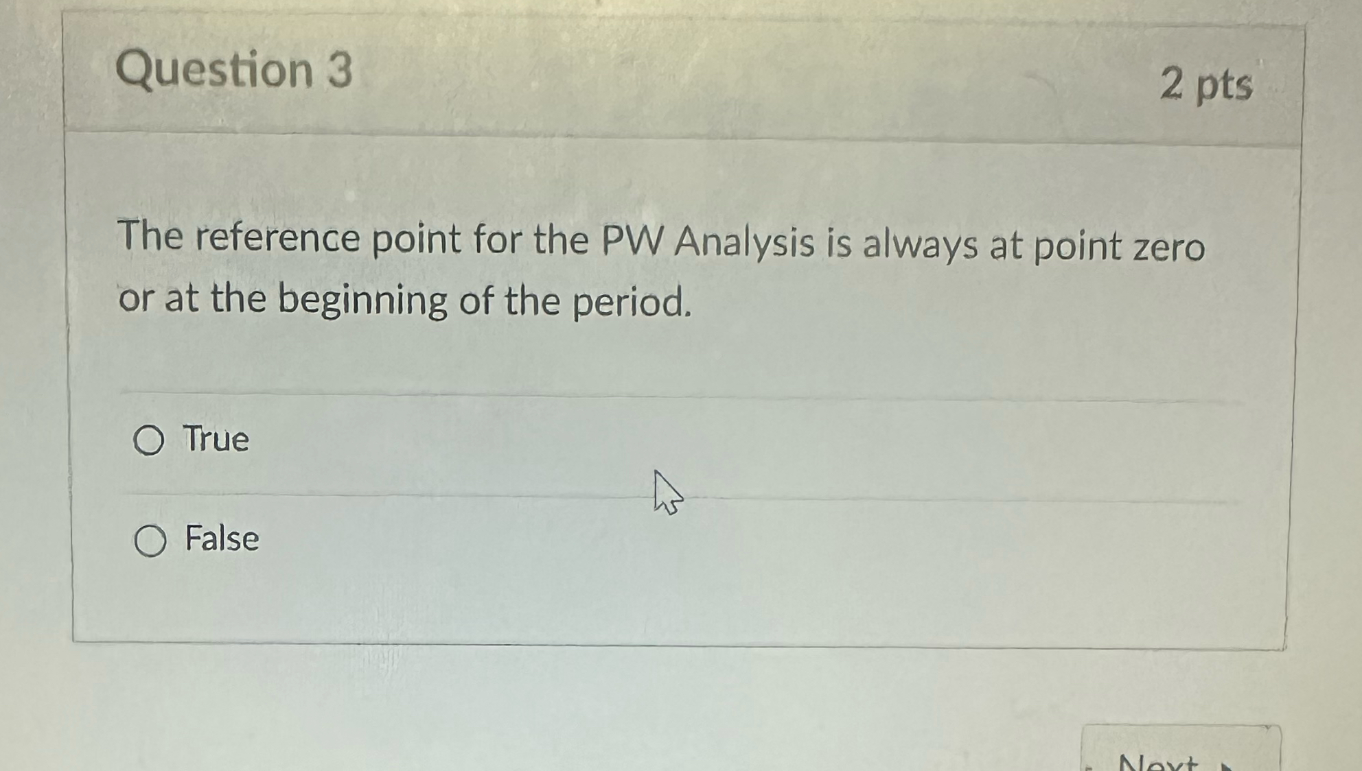 Solved Question 32ptsThe reference point for the PW Analysis | Chegg.com