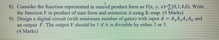 Solved 8 Consider The Function Represented In Sum Of 8265
