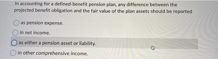 In accounting for a defined-benefit pension plan, any | Chegg.com