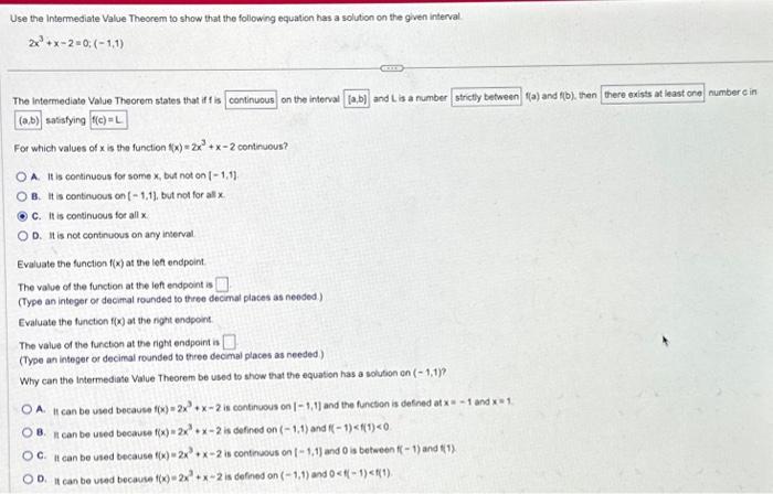 Solved Use the Intermediate Value Theorem to show that the | Chegg.com