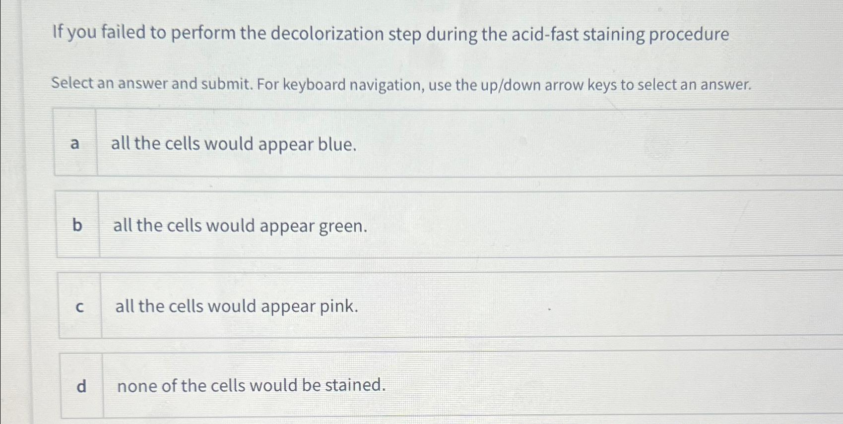 Solved If you failed to perform the decolorization step | Chegg.com