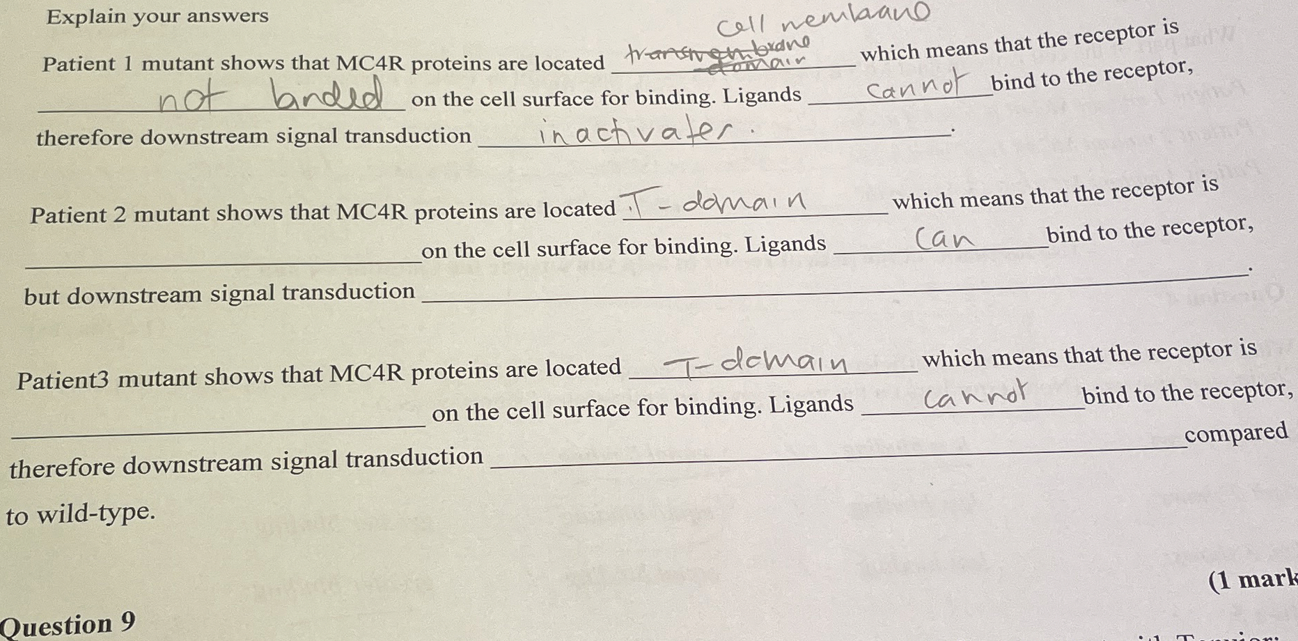 Solved Explain your answersPatient 1 ﻿mutant shows that MC4R | Chegg.com