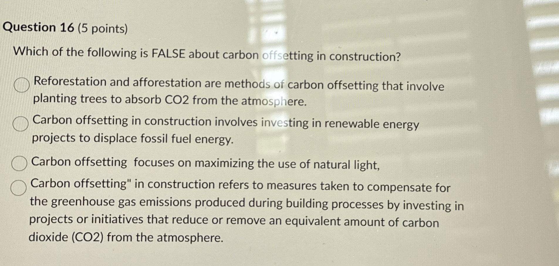 Solved Question 16 (5 ﻿points)Which of the following is | Chegg.com
