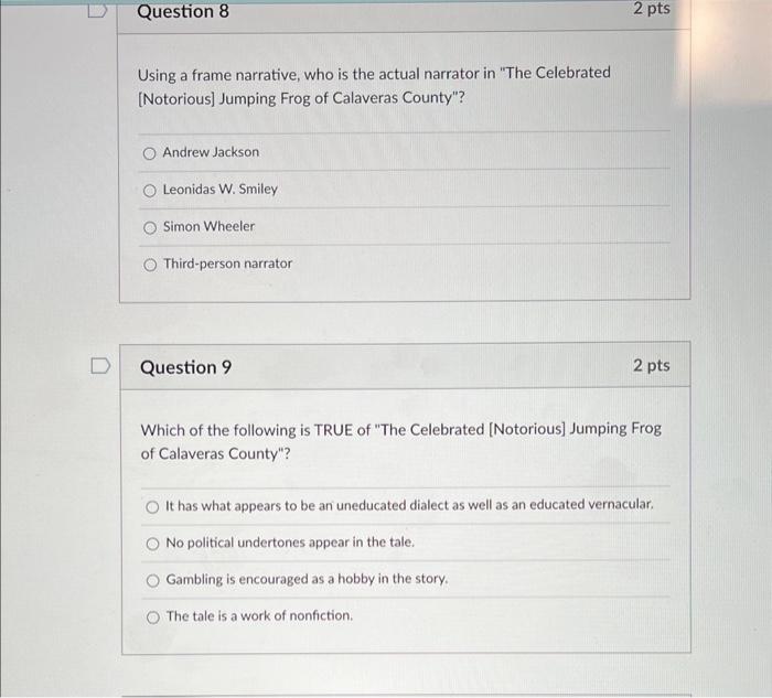 Using a frame narrative, who is the actual narrator | Chegg.com