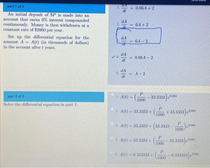 Solved An initial deposit of $P is made into an account that | Chegg.com
