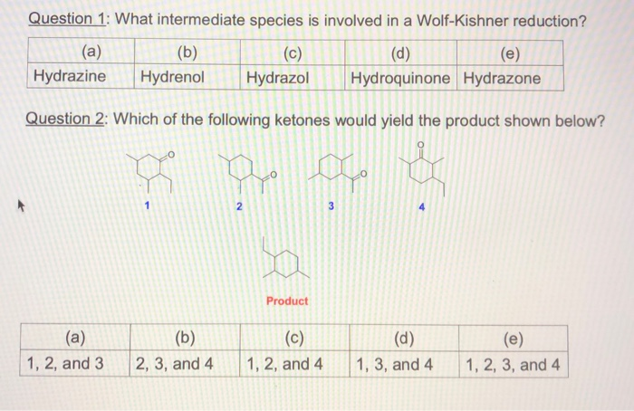 Solved Question 1: What intermediate species is involved in | Chegg.com