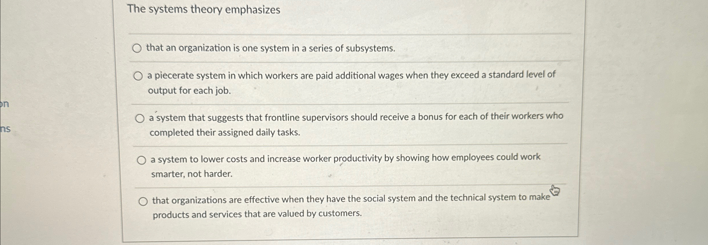 Solved The systems theory emphasizesq,that an organization | Chegg.com