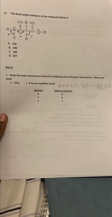 Solved 2. You are given the Lewis structure below answer the | Chegg.com