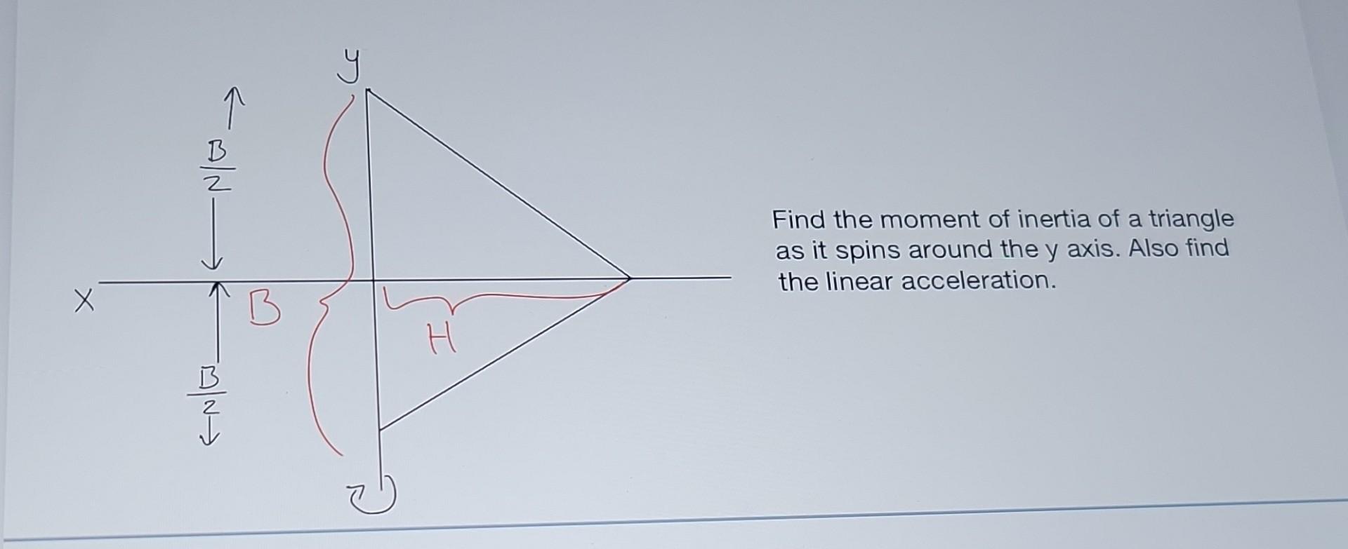 Solved Find the moment of inertia of a triangle as it spins | Chegg.com
